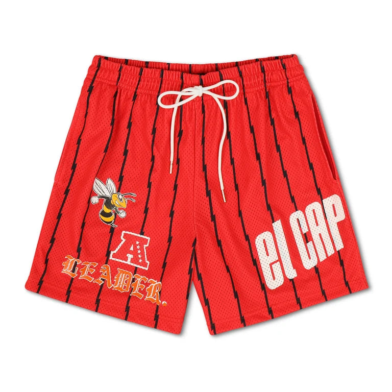 🐝 🅰️ 𝐋𝐄𝐀𝐃𝐄𝐑. [GRAPHIC SHORTS] - RED/BLACK PINSTRIPE – EL CAPITÁN
